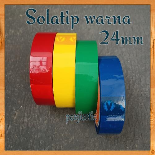 Jual Solatip warna 24mm x 50m Lakban kecil 1 inch merah hijau biru ...