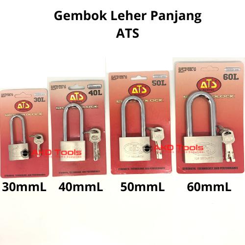Jual Gembok ATS 30mm 40mm 50mm 60mm Panjang | Gembok Putih Nekel Rumah ...