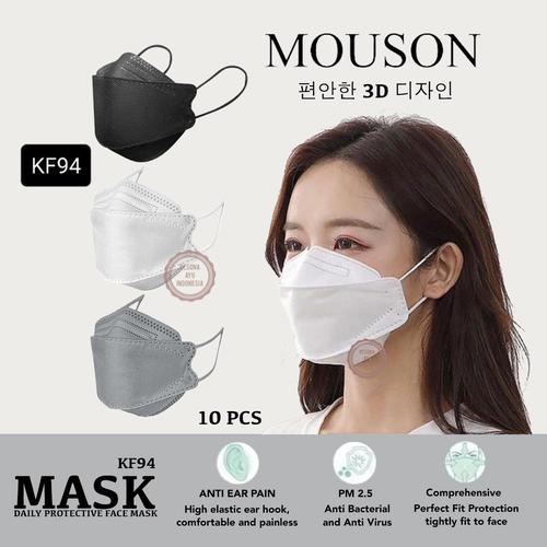 Jual MOUSON KF94 3D Protection Mask 4ply 10pcs (Masker KF94) - Rantai WHITE - Jakarta Barat ...