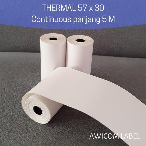 Jual Label Stiker Continuous Roll Thermal Sticker 57x30 57 x 30 mm 5M ...