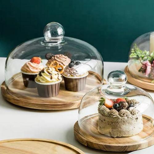 Jual Rotating Rustic Wooden Cake Display with Glass - S - Jakarta Pusat ...