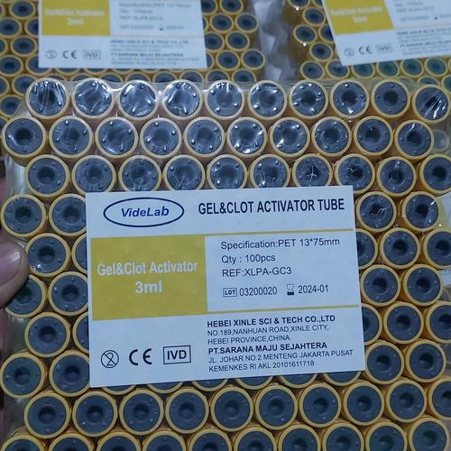 Jual tabung STT tutup kuning / gel&clot activator 3ml plastik vidilab ...