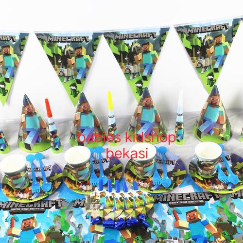 Jual Dekorasi ulang tahun tema minecraft Dekorasi ultah gamer Games ...