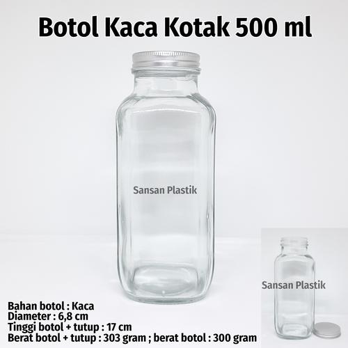 Jual Botol Kaca 500 ml kotak / Botol Kaca kotak 500 ml / Bottle Square ...