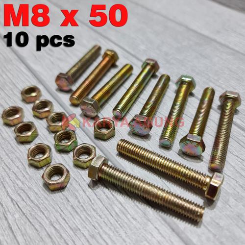 Jual Mur Baut M8 x 50 10pcs Kunci 12 / Mur + Baut 8 x 50 8x50 Baut ...
