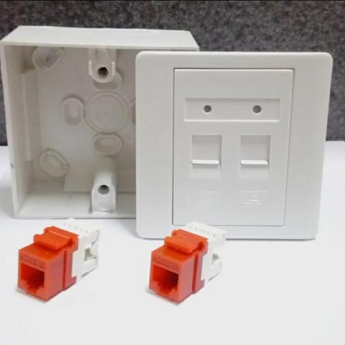 Jual Wallplate Faceplate RJ45 2hole+Modular RJ45 Cat6+Outbow - Jakarta ...