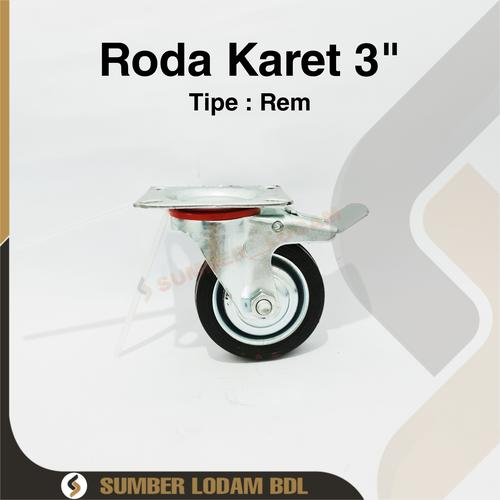 Jual Roda Troli 3" / Roda Karet 3" Tipe Rem ROHA - Kota Bandar Lampung ...