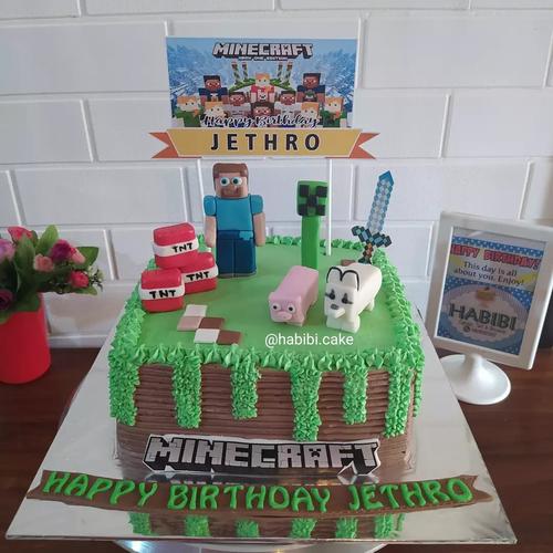 Jual kue ulang tahun minecraft / cake minecraft / minecraft birthday ...