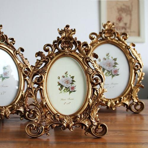 Jual frame foto nuansa emas bentuk oval bahan resin dengan varian size ...