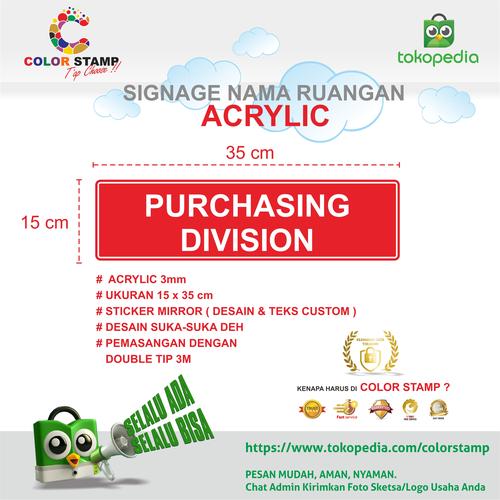 Jual SIGN ACRYLIC / NAMA RUANGAN ( TEKS & DESAIN CUSTOM ) - 7,5 x 30 cm ...