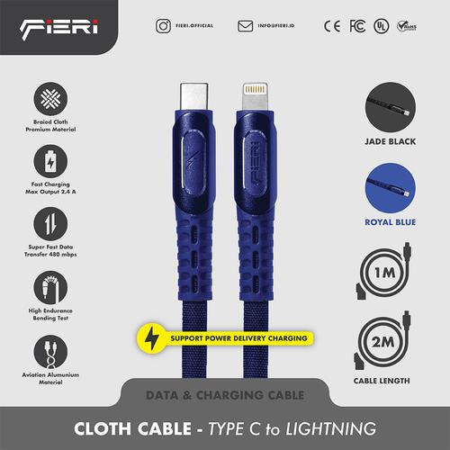 Promo Fieri Cloth Kabel Charger Data Lightning to Type C iPhone iPad 2 ...