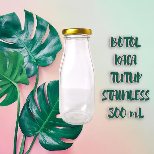 Jual Botol Kaca Tutup Stainless 250 mL | Juice Milk Bottle | Botol Susu ...