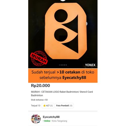 Jual Cetakan Raket / Logo Raket / Stencil Card Badminton - KARTON ...
