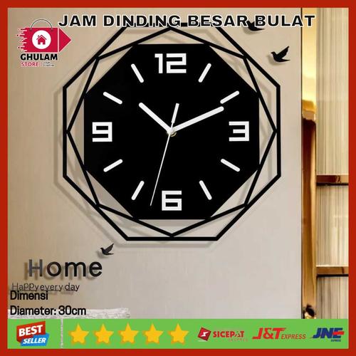 Jual Jam Dinding Elegan Bulat Besar Quartz Creative Design Modern 30CM ...