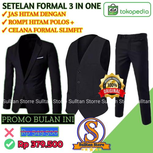 Jual Setelan Jas Hitam Pria Lengkap / Setelan jas pria lengkap / Jas ...
