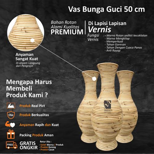 Jual Vas Pot Guci Bunga dari Rotan tinggi 50 cm - 60cm Sintetis - Kota ...