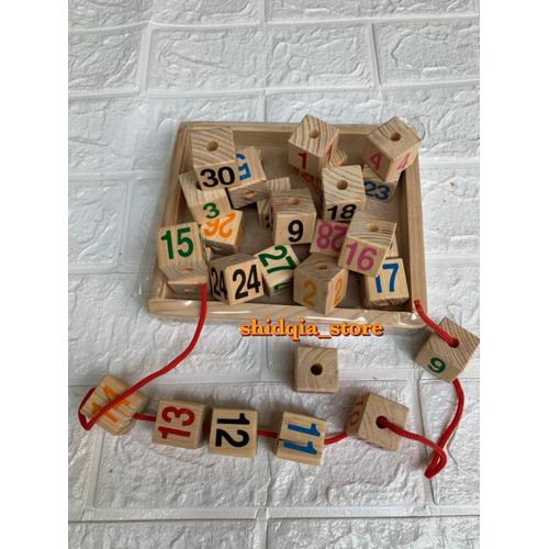 Jual Mainan Kayu Edukasi Anak Meronce Angka, Huruf dan Hijaiyah APE ...