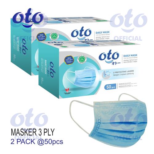Promo OTO Masker Wajah Face Daily Mask 3 ply - 2 pack x 50 pcs ( 100 ...