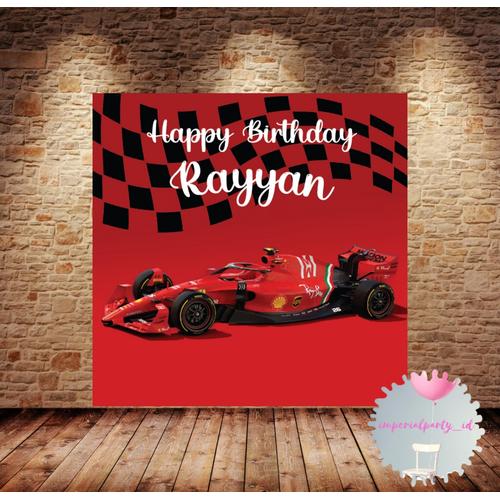 Jual Custom Backdrop Banner Spanduk Happy Birthday Mobil F1 Ferrari ...