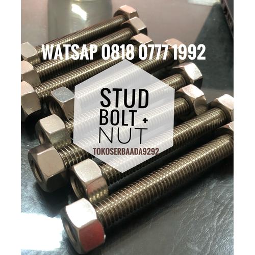 Jual Stud Bolt + Nut SUS 304 uk 1/2" inch x 4" inch ; Baut Stud 1/2" x ...