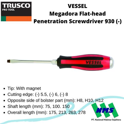 Jual TRUSCO 124-3110 VESSEL Megadora Flat-head Penetration Screwdriver ...