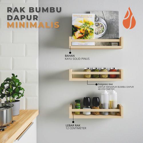 Jual Rak Bumbu Dapur Kayu Serbaguna 40cm Tempat Bumbu Minimalis - Kab ...
