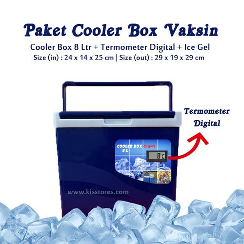 Jual Cooler box Giant 8 liter + thermometer digital/ cooler box vaksin ...