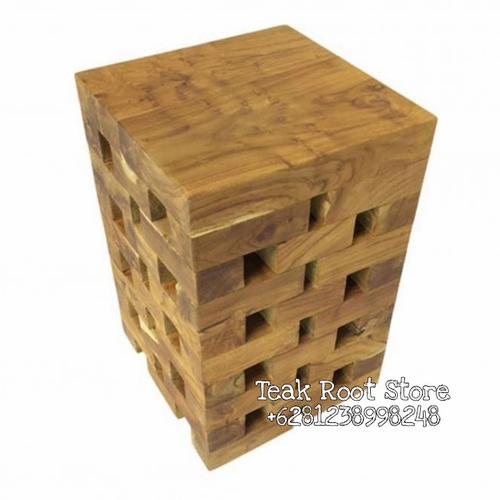 Jual Bangku Kursi Kotak Model Batako atau Stool Unik Kayu Jati - Kab ...
