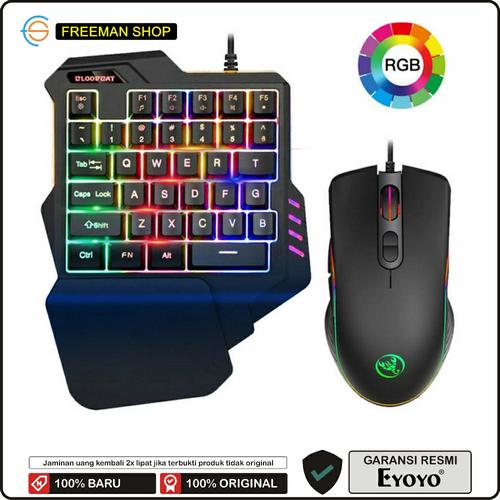 Jual EYOYO Satu Tangan Mechanical Keyboard and Mouse RGB Backlit ...