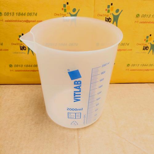 Jual Beaker Plastic PP cap 2000 ML Gelas Piala Kimia Plastik VITLAB - Kab. Bekasi - OneStop ...