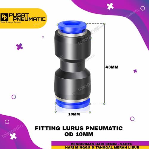 Jual Fitting type PU 10mm Fitting lurus selang ke selang ukuran 10mm x ...