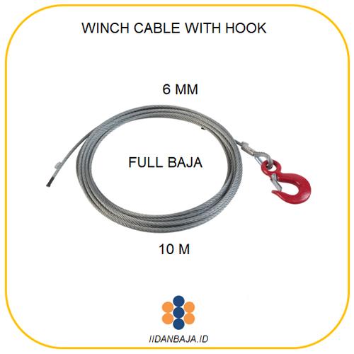 Jual WINCH CABLE 6 MM FULL BAJA 10 M + HOOK (WIRE ROPE TALI SLING BAJA ...