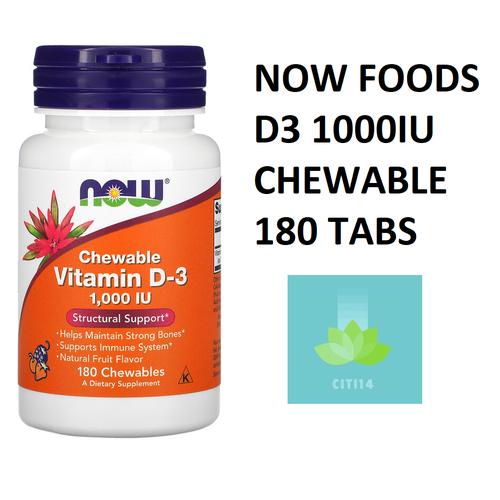 Jual NOW CHEWABLE VITAMIN D3 1000IU 180 TABS VIT D3 1000IU TABLET ...