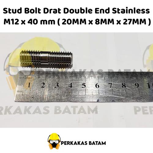 Jual Baut Tanam M12 x 40 Manifol Putih Stainless Stud Bolt Baut Drat ...
