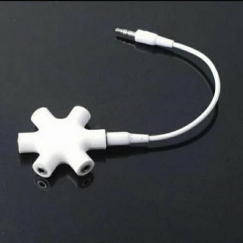 Jual Jack 6 way ports male to 5 female spliter audio aux 3,5mm - Putih ...
