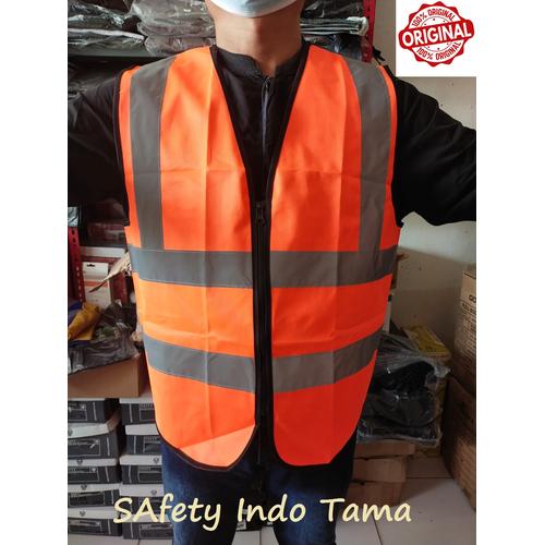 Jual Rompi Safety Polyester Tebal dan Zipper Resleting Orange Hijau ...