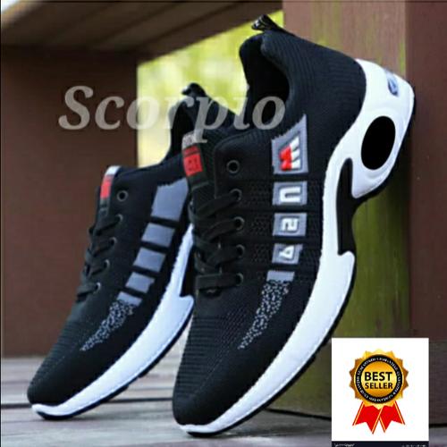 Jual sepatu sneakers pria cowok cowo dewasa warna hitam merah abu-abu ...
