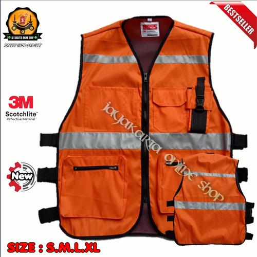 Jual ROMPI SAFETY VEST 3M SCOTLITE TASLAN WATER PROOF ORANGE - S - Kab ...