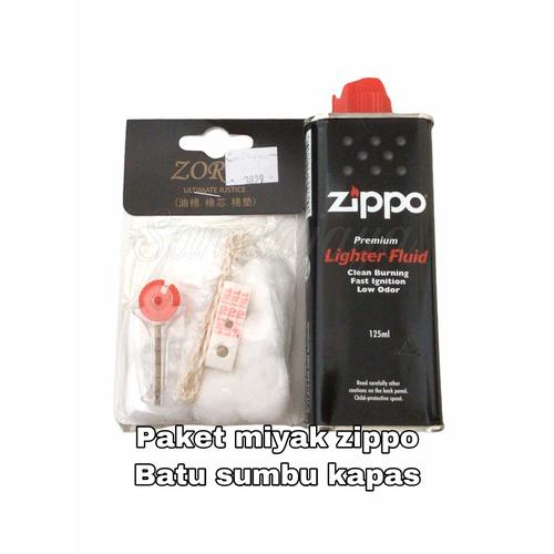 Jual minyak zippo 125ml + batu+sumbu+kapas paket komplit - Kota Bekasi ...
