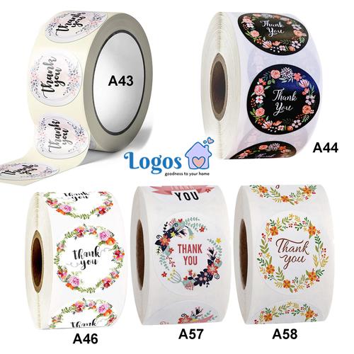 Jual Stiker bulat Thank You Floral Round Sticker label gift hangtag ...