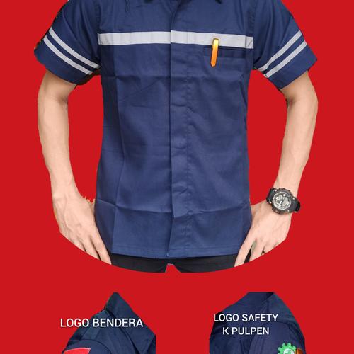 Jual Baju safety tangan pendek murah seragam kerja lapangan karyawan ...