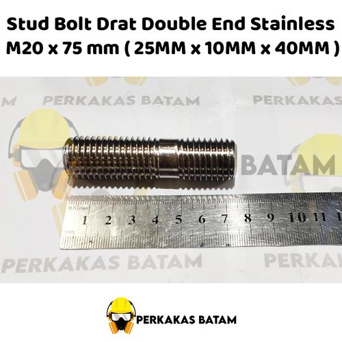 Jual Baut Tanam M20 x 75 Manifol Putih Stainless Stud Bolt Baut Drat ...