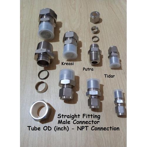 Jual Straight Fitting Male Connector 1/2" OD Tube - 1/2" NPT Material ...