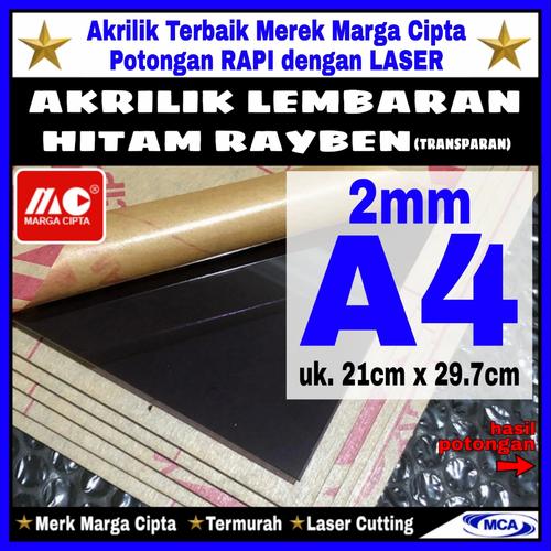 Jual AKRILIK lembaran HITAM RAYBEN 2mm A4 Transparan / Margacipta ...