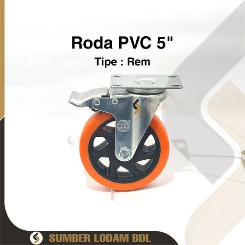 Jual Roda Caster 5" / Roda PVC 5" Tipe Rem ROHA - Kota Bandar Lampung ...