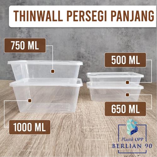 Promo Thinwall 1000 ml Persegi Panjang Kotak Makan plastik Thin Wall ...