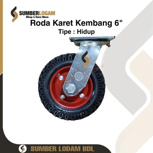 Jual Roda Caster/ Roda Gerobak / Roda Karet Kembang 6" Tipe Hidup ROHA ...