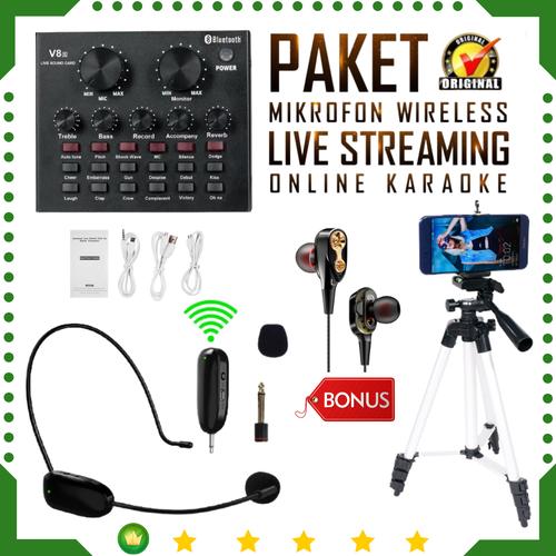 Jual Paket Mic Microphone Wireless Live Streaming Online Karaoke BIGO ...