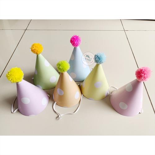 Jual Big Polka Pastel Party Hat (Topi Ulang Tahun Polkadot Pastel ...