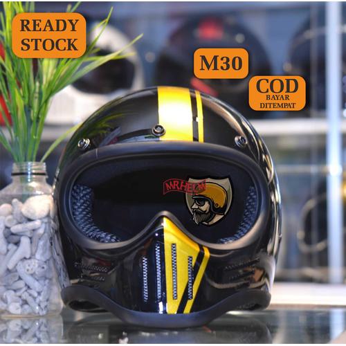 Jual HELM CUSTOM RETRO CAKIL M30 BLACK GOLD ( MR HELM ) - XL - Kota ...